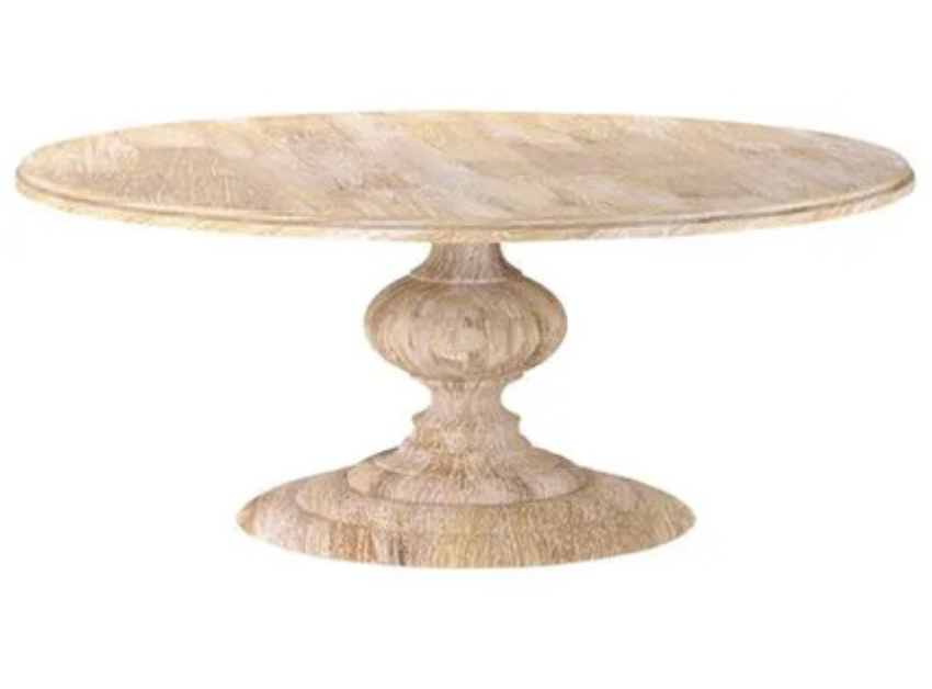 Mango Wood Round Dining Table - 76"W - Beige White Gray