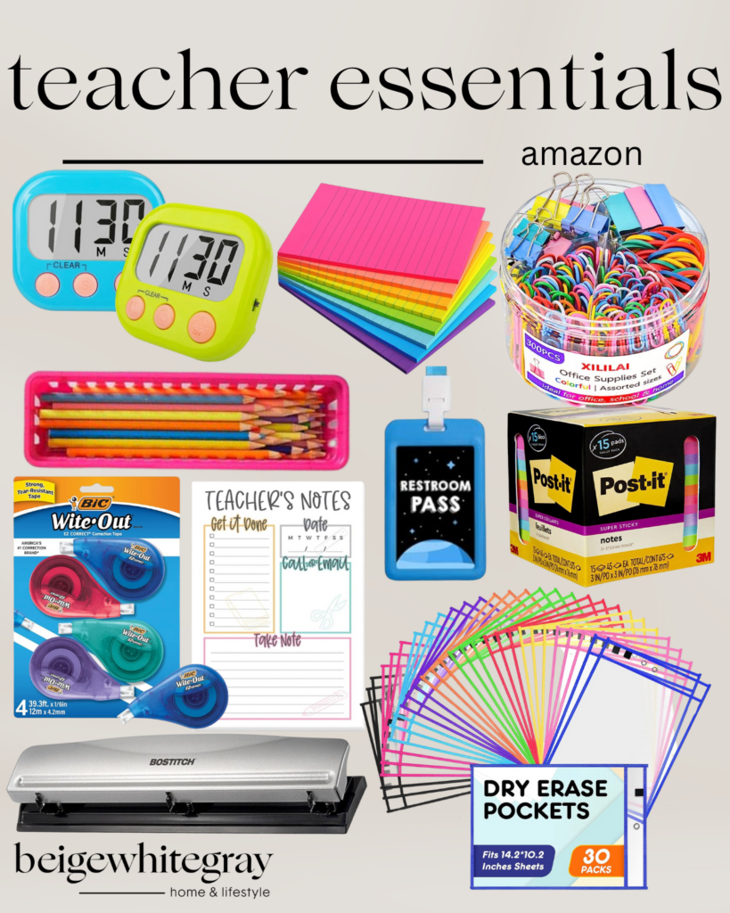 Back to School Essentials - Beige White Gray