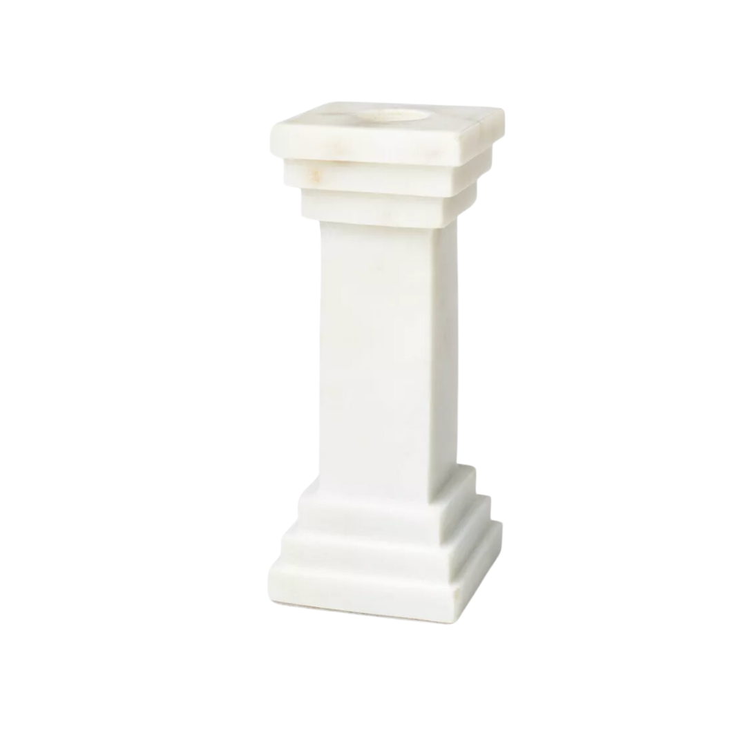 Marble Column Taper Candle Holder - Beige White Gray